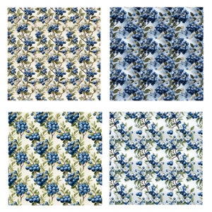 Printable Blueberry Digital Paper, Blueberry Seamless Pattern ...