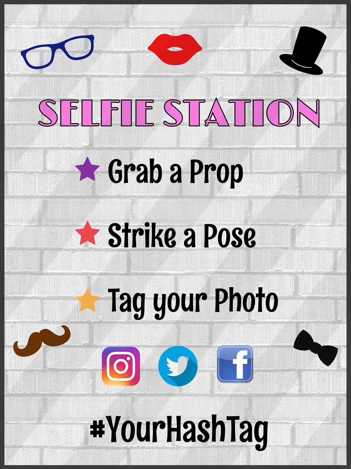 Selfie Station Poster Selfie Sign Selfie Station Sign | Etsy