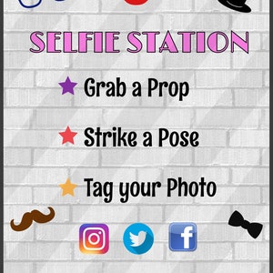 Selfie Station Poster, Selfie Sign, Selfie Station Sign, Printable ...