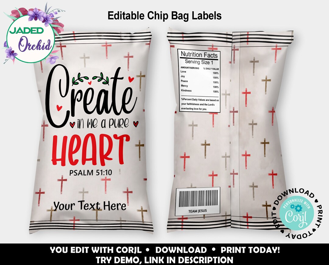 Religious Chip Bag Label Party Favor, Christian Party Favor, Printable ...