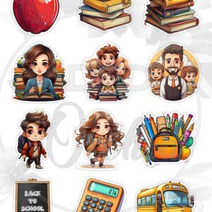 Back to School Stickers, Kids School Stickers, Print and Cut Digital ...