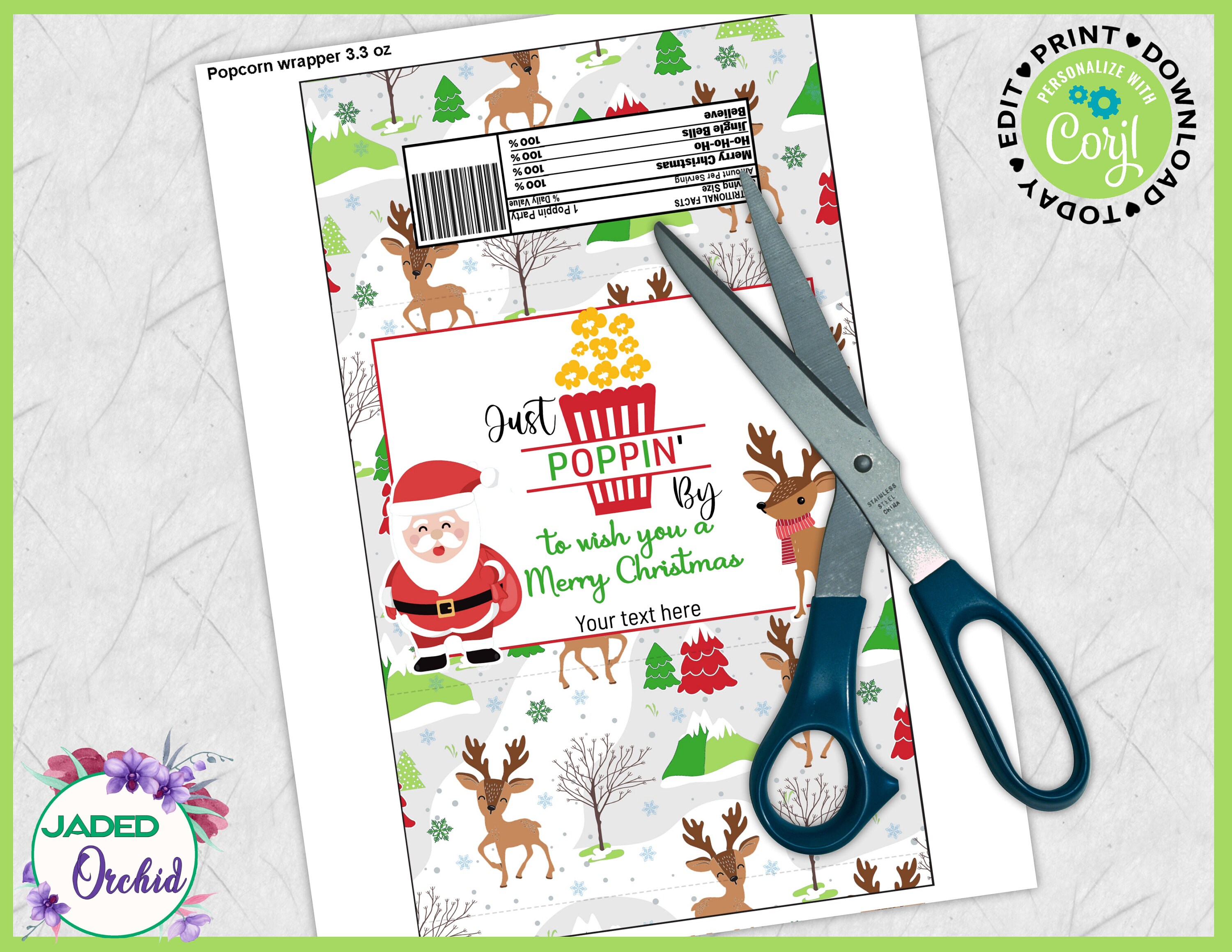 Printable Christmas Santa Popcorn Wrapper Christmas Party - Etsy