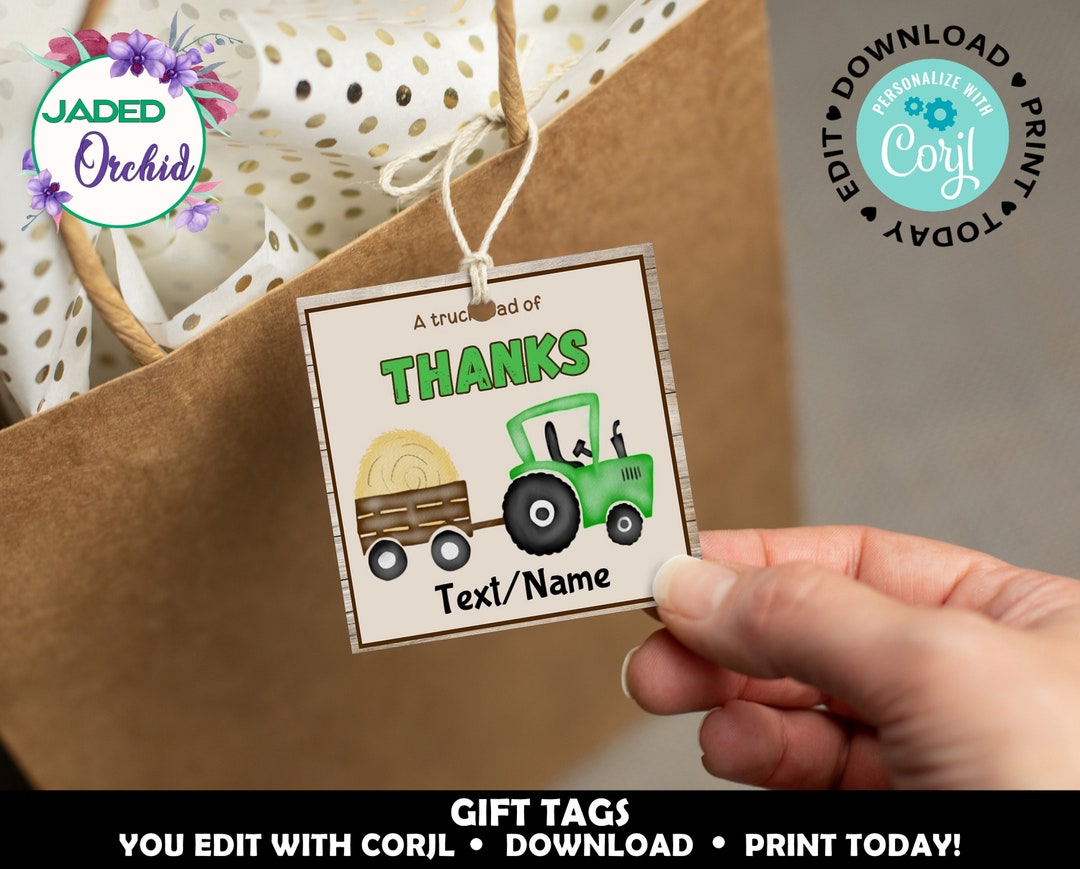 Farm Truck Thank You Tags Country Farm Tractor Party Favors - Etsy
