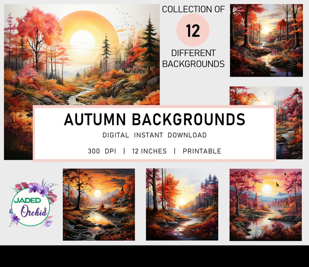 Autumn Landscape Paper, Watercolor Autumn Paper, Fall Background, Fall ...