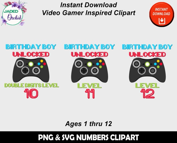 Video Gaming Clipart Video Gamer Birthday Numbers Boys Video - Etsy