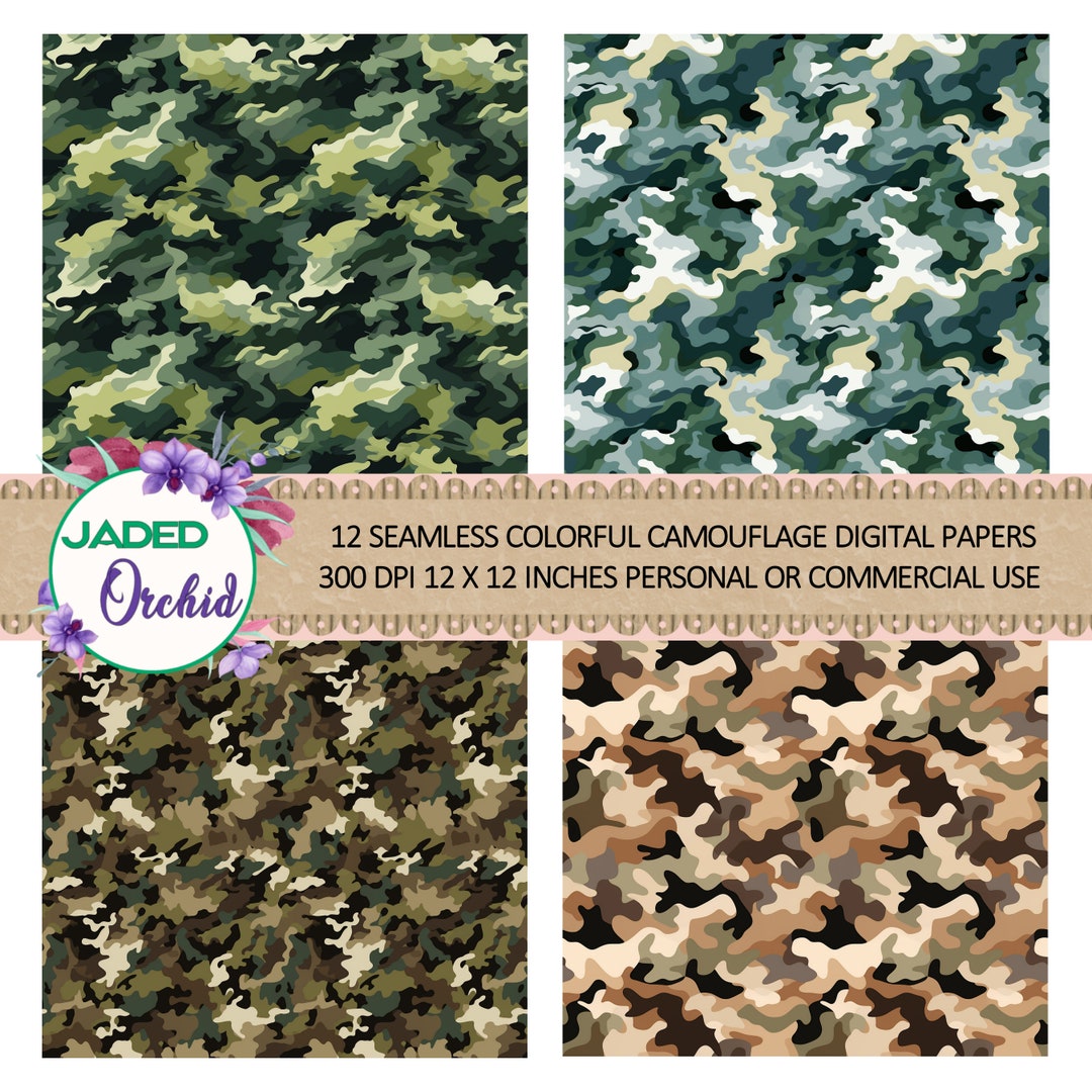 Printable Camouflage Digital Background Paper, Camo Pattern Digital ...