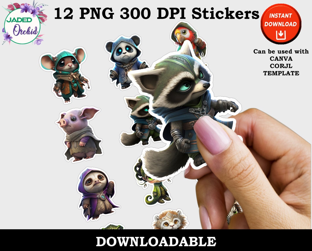 Printable Role Playing Game Animal Character Print and Cut Digital PNG ...