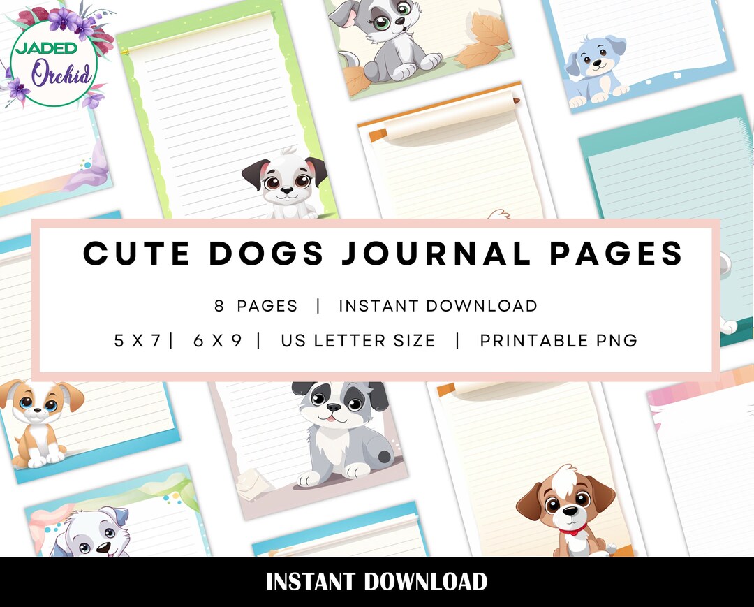 Printable Puppy Journal Pages Junk Journal Pages Stationary - Etsy