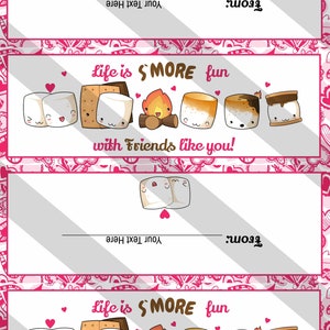 Smores Valentine's Day Bag Toppers, Personalized Treat Bag Toppers ...
