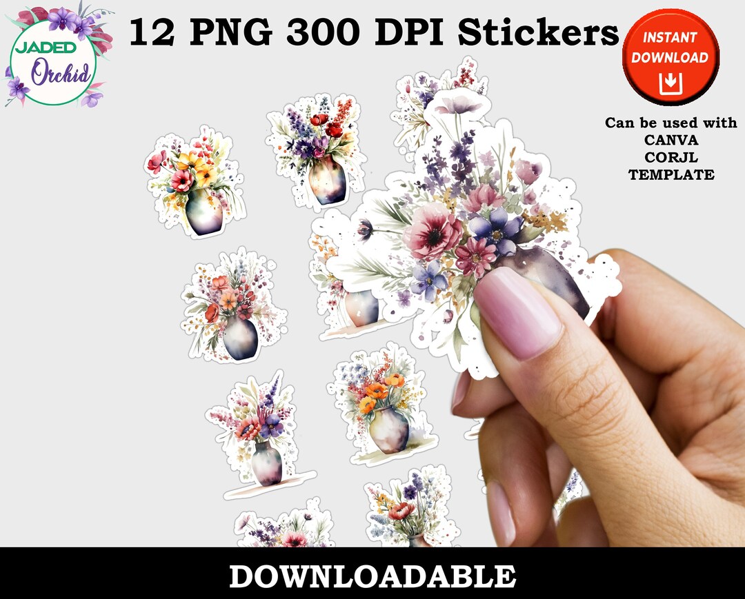 Printable Beautiful Wildflower Stickers Print and Cut Digital PNG, 12 ...