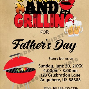 Father's Day BBQ Invitation, Printable Fathers Day Barbeque Invite ...