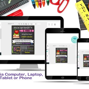 EDITABLE Virtual First Day of School Sign Back to School Photo - Etsy