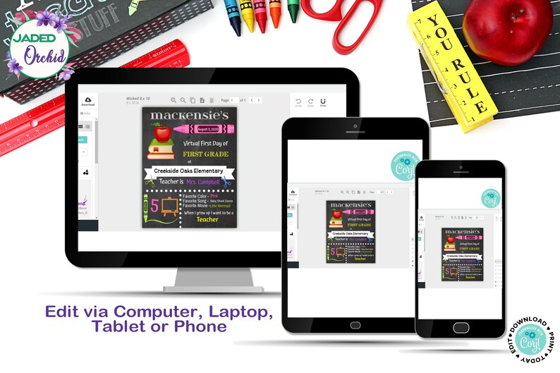 EDITABLE Virtual First Day of School Sign Back to School Photo - Etsy