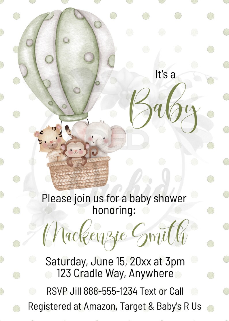 Printable Gender Neutral Baby Shower Invitation Hot Air - Etsy