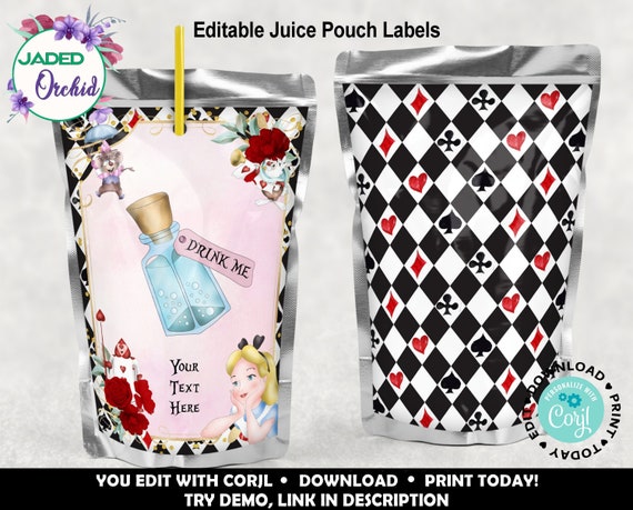 Alice in Wonderland Juice Label Printable Alice in Wonderland | Etsy