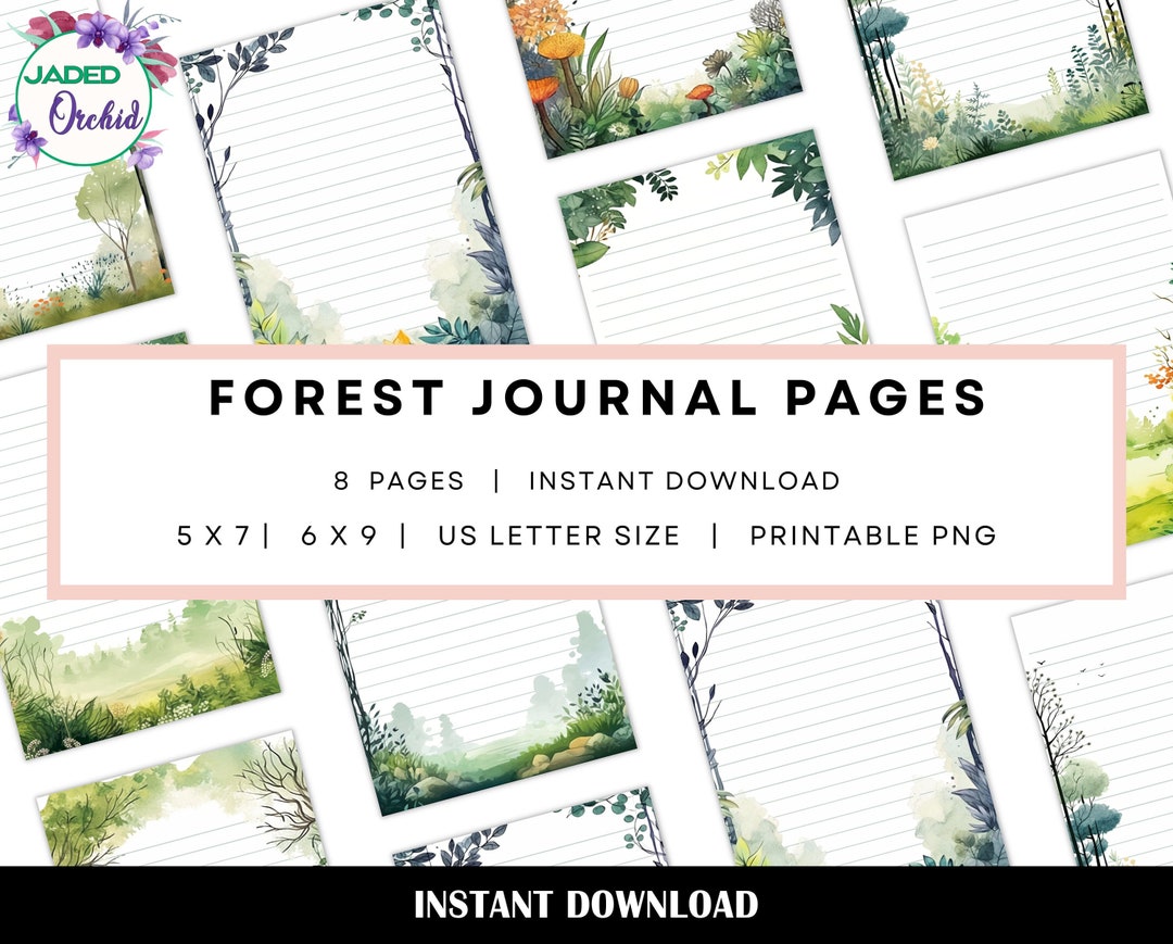 Printable Forest Journal Pages, Junk Journal Pages, Woodland Stationary ...