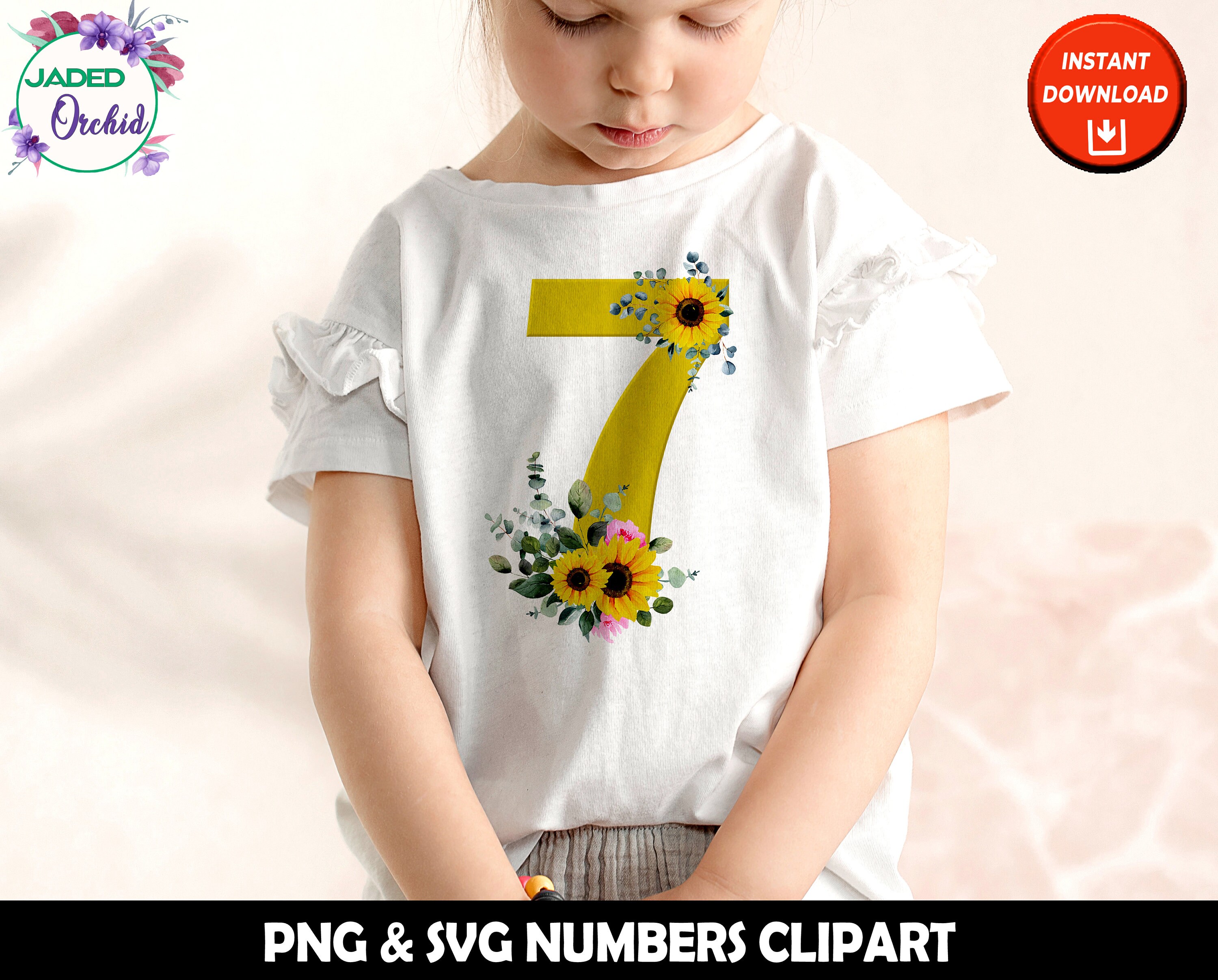 Sunflower Numbers Clipart Sunflower SVG Clipart Printable - Etsy