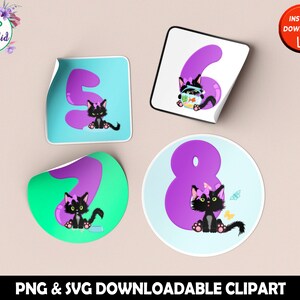 Cat Inspired Numbers Clipart, Kitten SVG Clipart, Printable Kitten ...