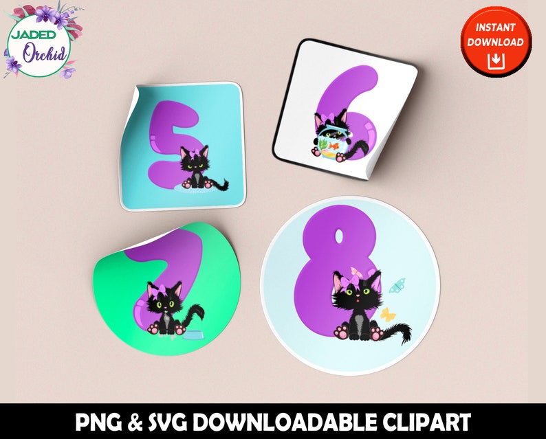 Cat Inspired Numbers Clipart Kitten SVG Clipart Printable - Etsy