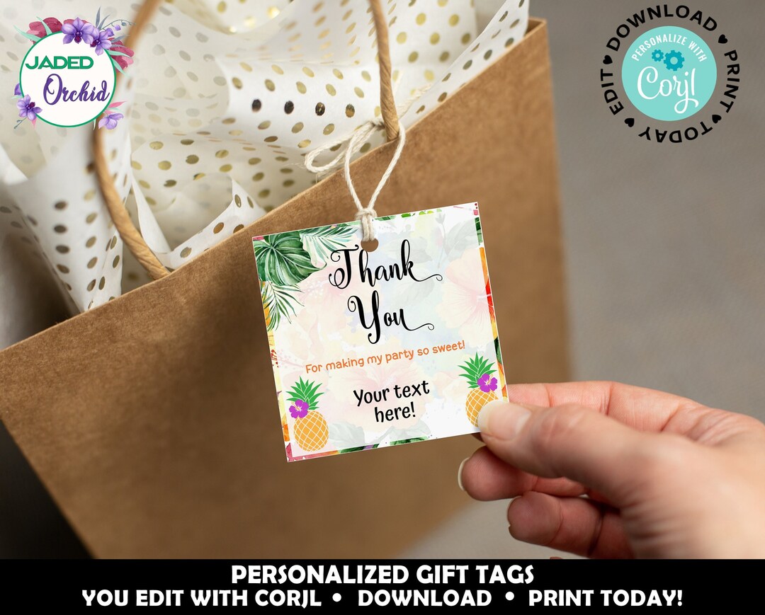 Hawaiian Luau Party Favors, Printable Luau Thank You Tags, Hawaiian ...