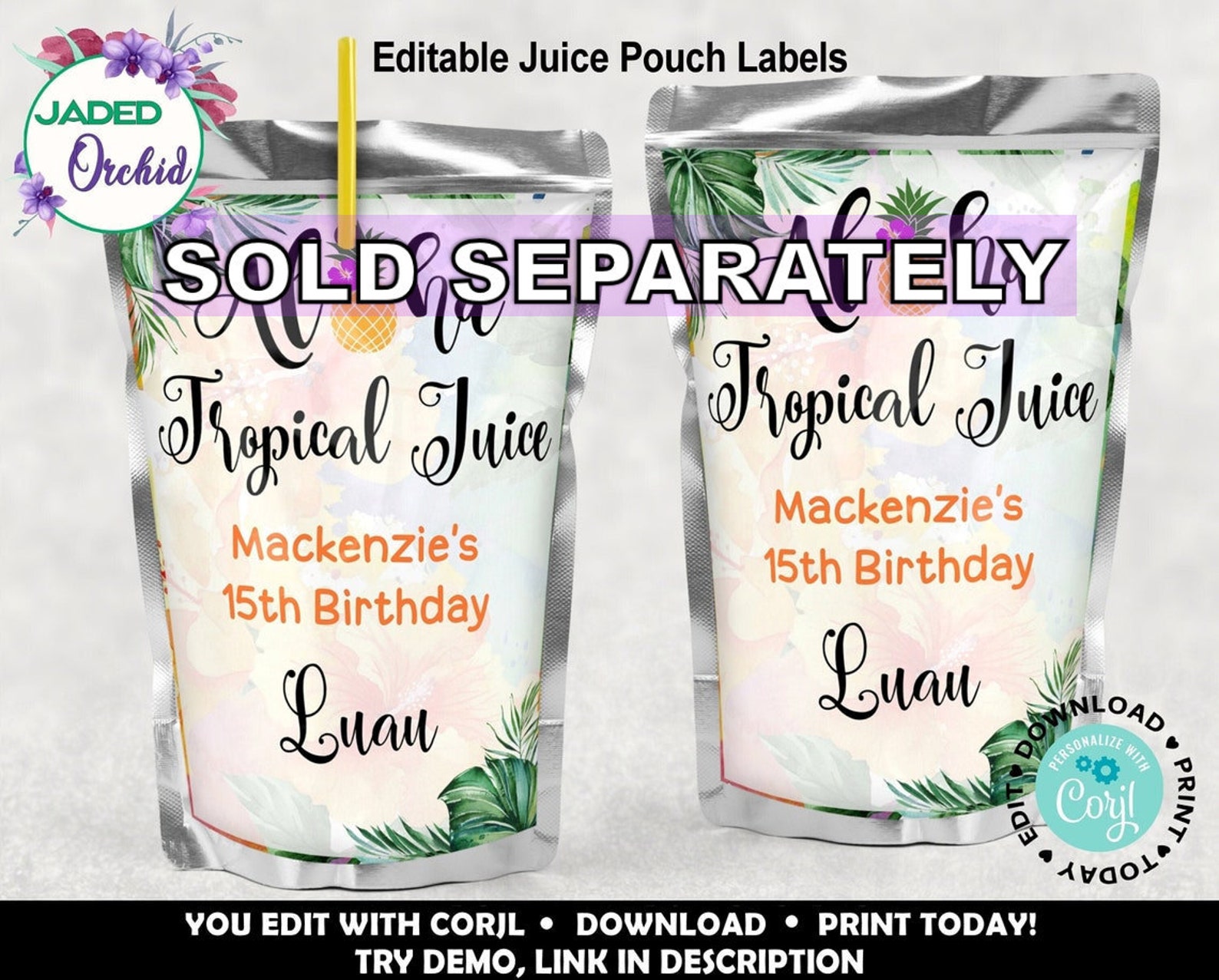 Hawaiian Luau Birthday Chip Bag Label Editable Luau Chip - Etsy