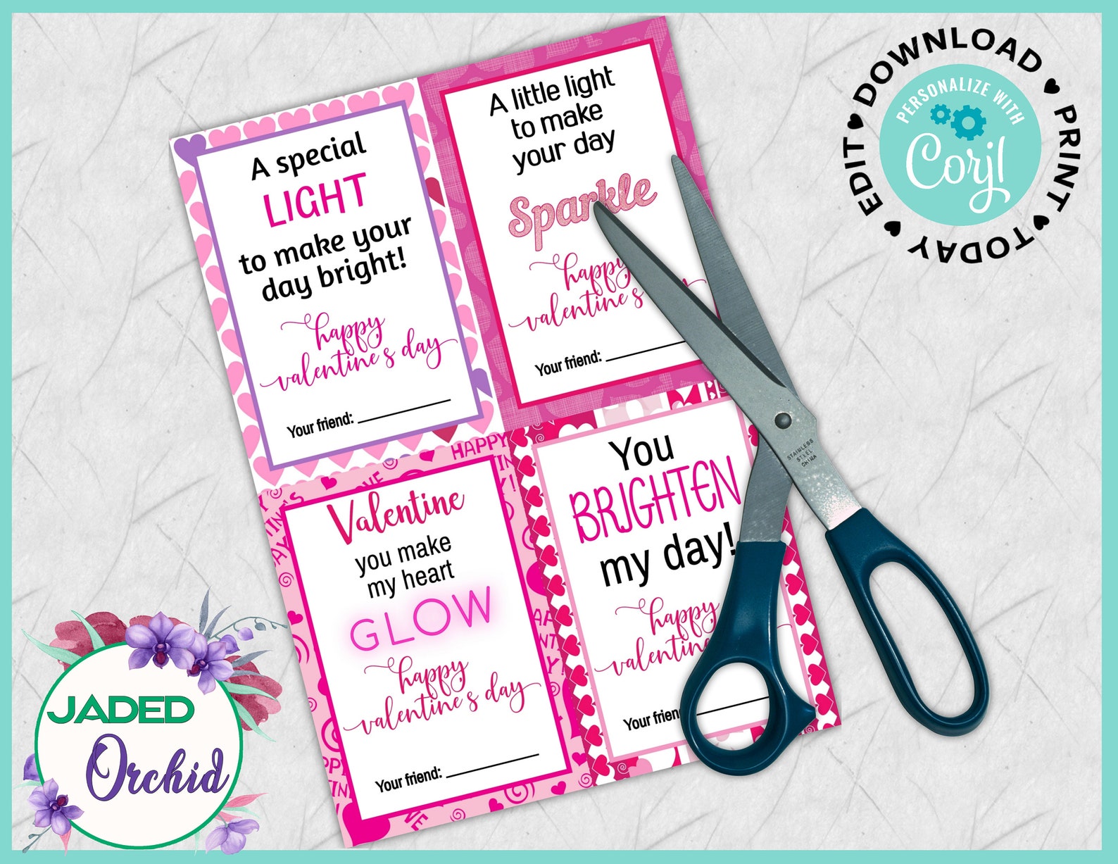 Valentine's Day Glow Stick Tags Glow Stick Favor Tags - Etsy