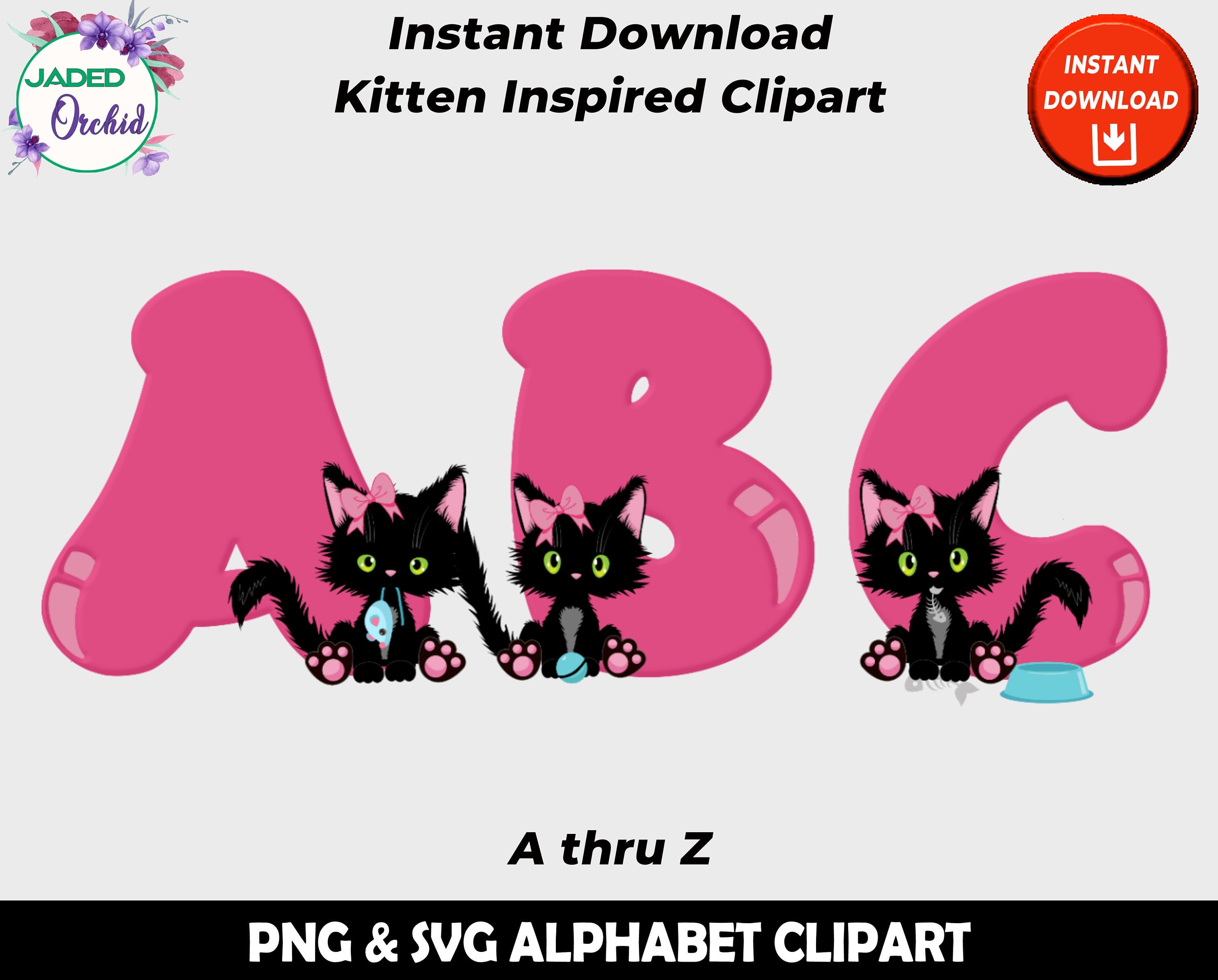 Kitten Inspired Letters Clipart Printable Kitten SVG and PNG - Etsy