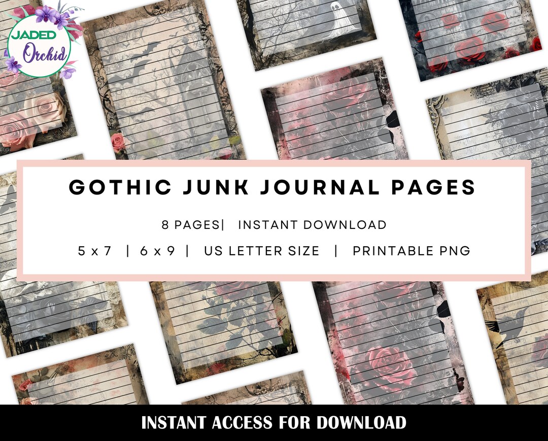 Gothic Journal Pages, Goth Junk Journal Pages, Stationary Journal ...