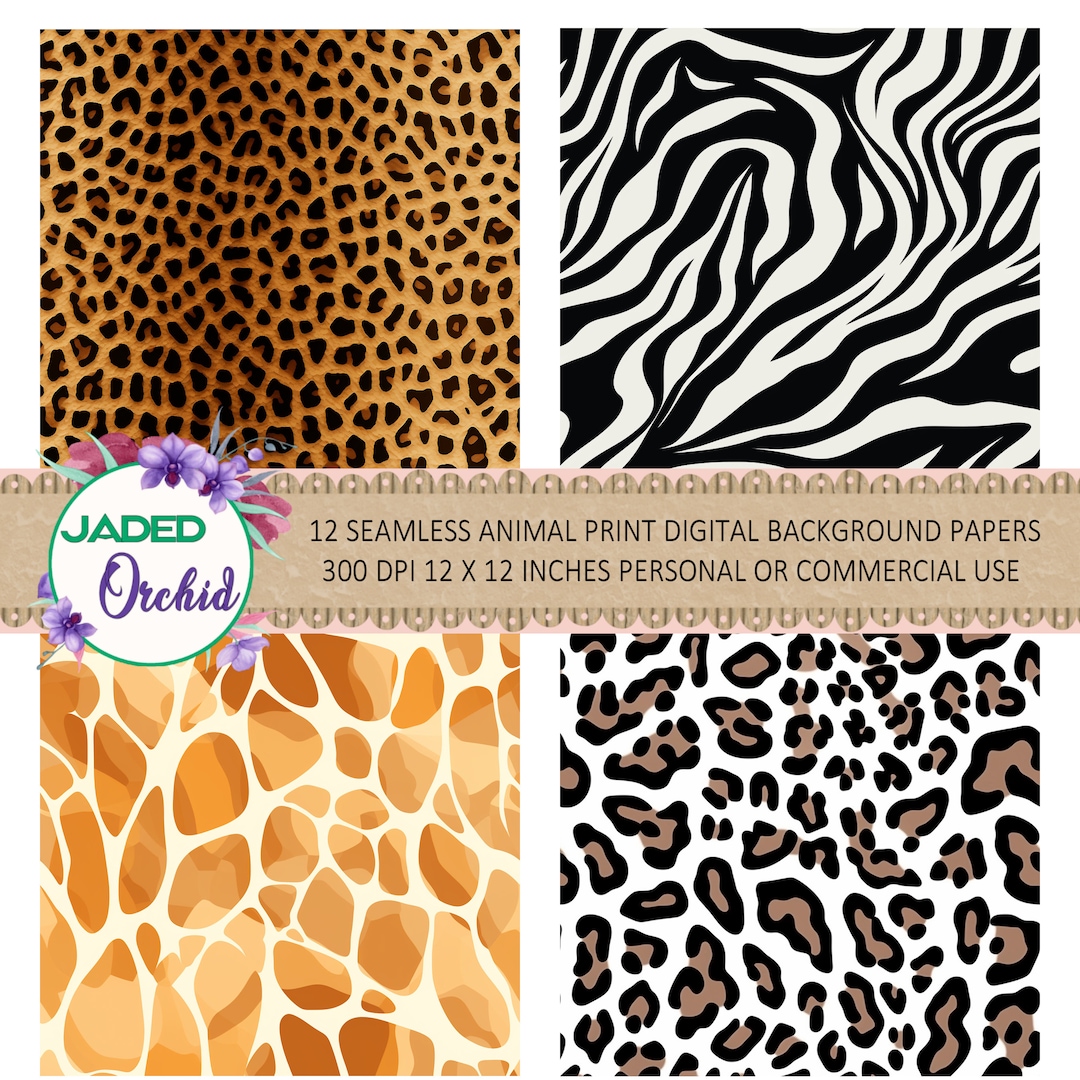Wild Animal Prints Digital Background Paper, Animal Pattern Digital ...