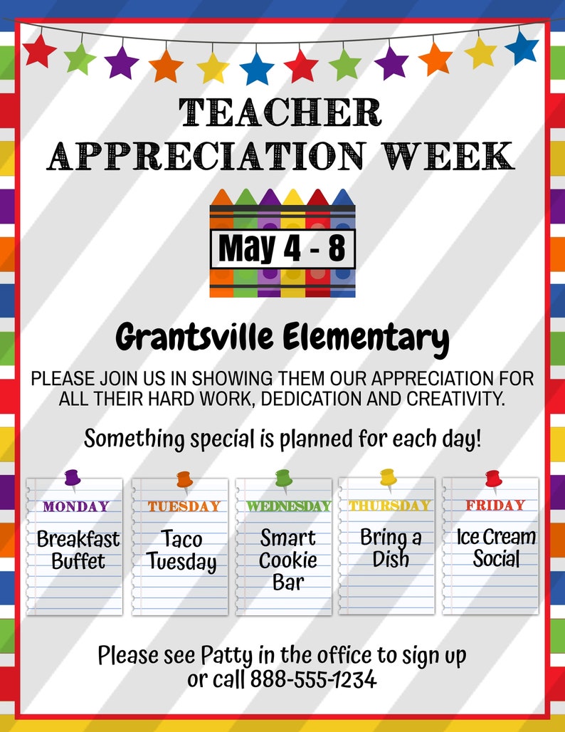 Editable Teacher Appreciation Events Poster Flyer - Etsy