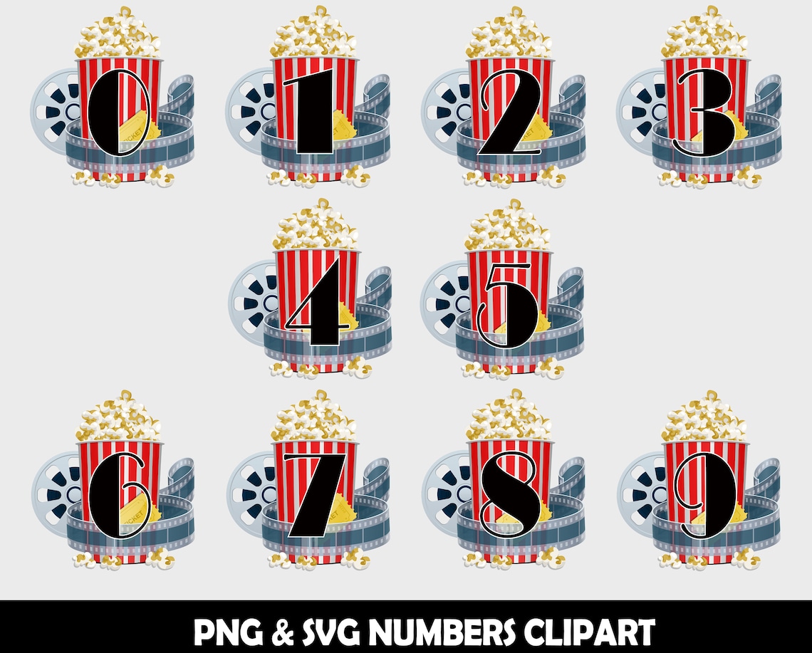Movie Night Clipart Numbers Movie Night Birthday Party the - Etsy