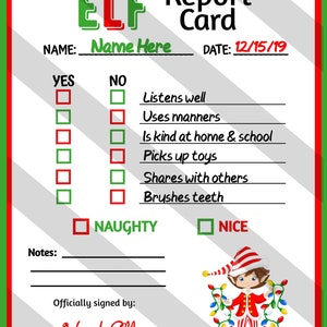 Christmas Elf Report Card, Personalized Boy Elf Report Card, Editable ...