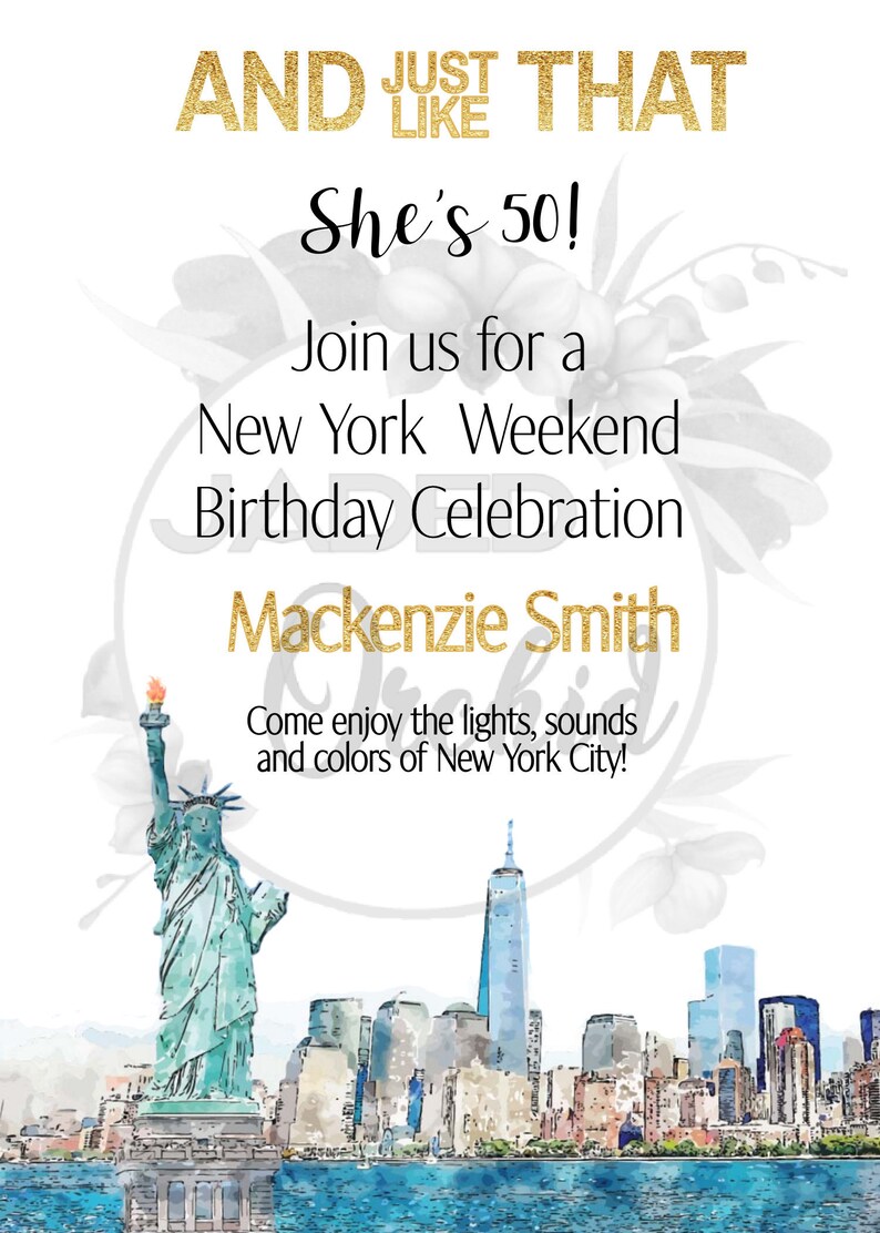 New York Birthday Invitation New York City Bachlorette - Etsy