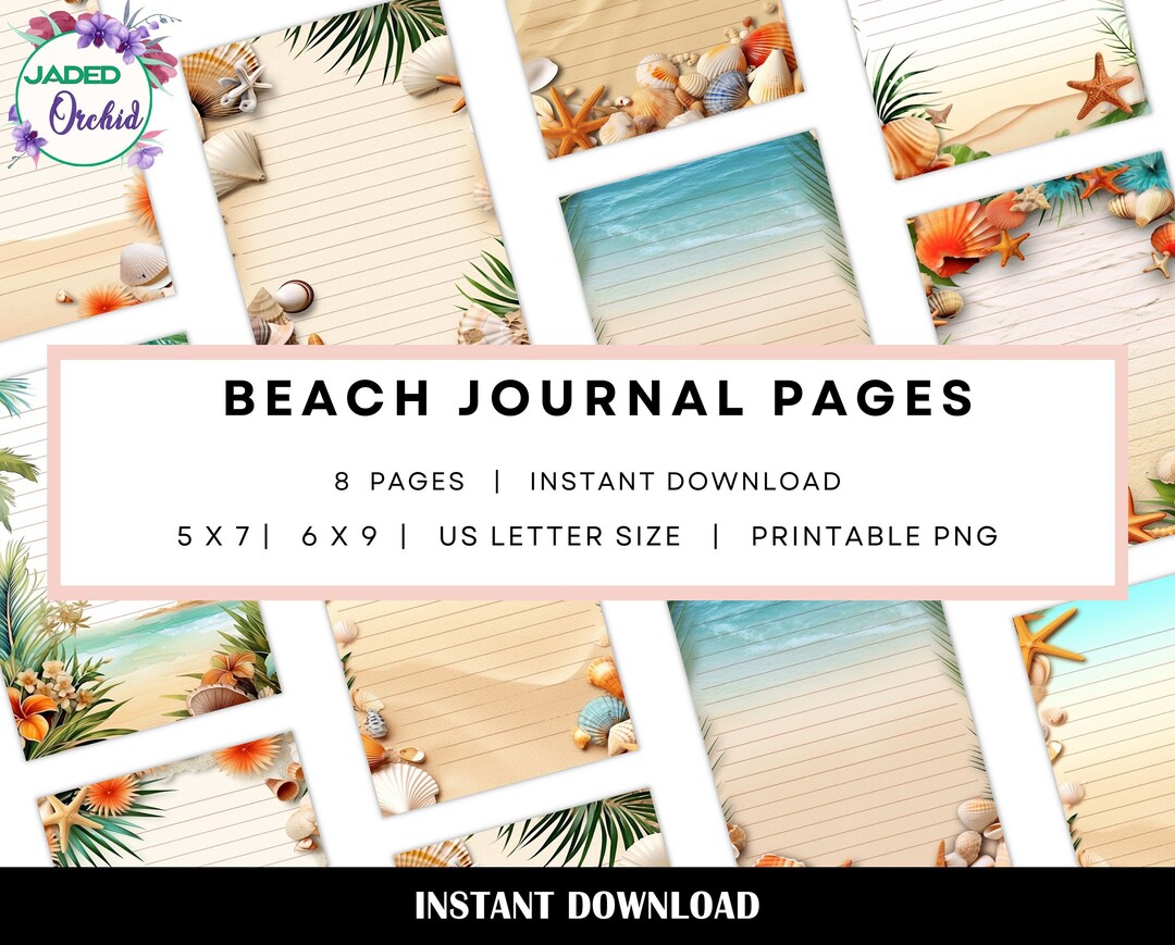 Printable Tropical Beach Journal Pages, Junk Journal Pages, Tropical ...