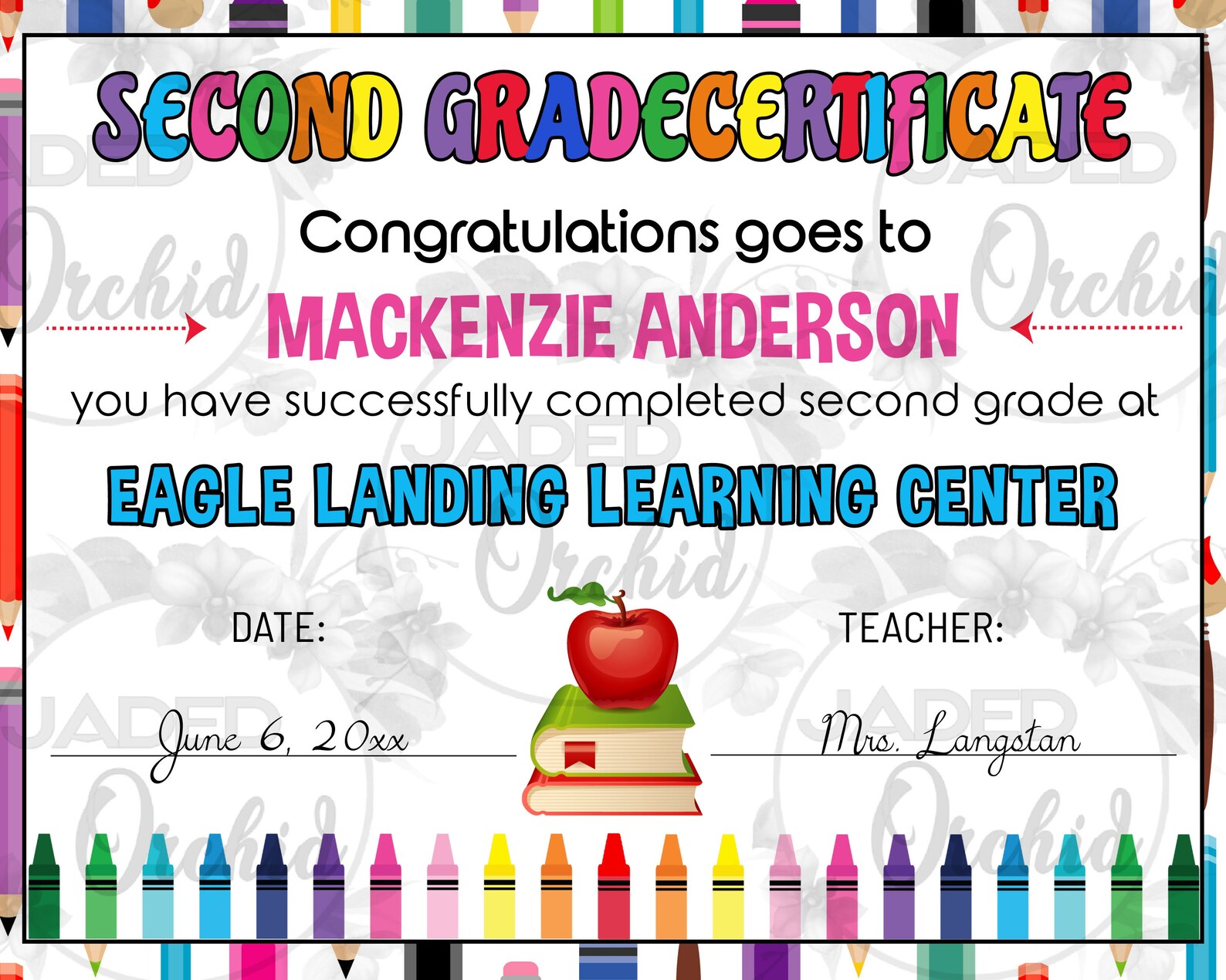 Printable Girls Second Grade Certificate Sign Second Grade - Etsy