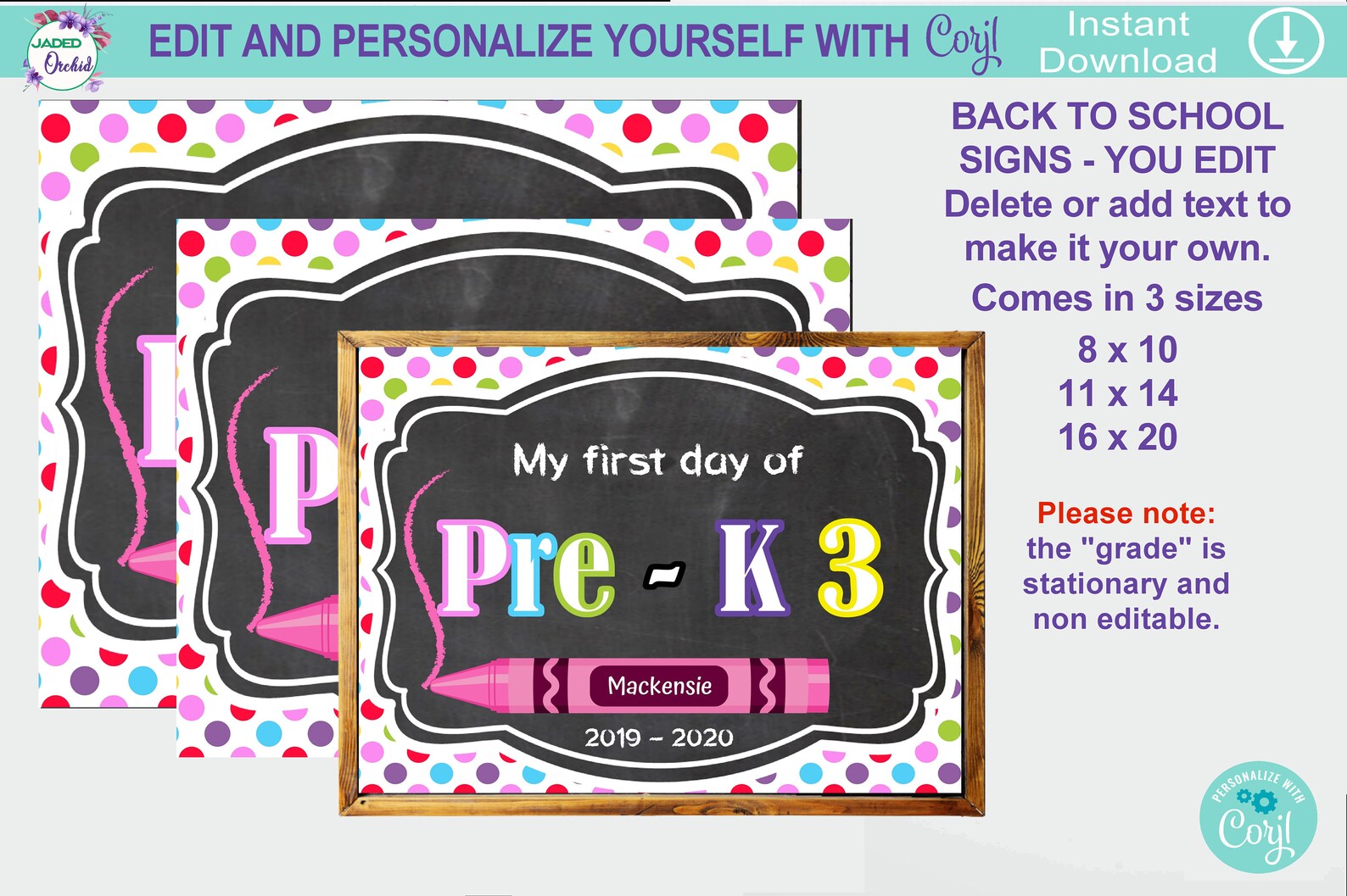 Editable First Day of Pre K 3 First Day Pre K 3 Sign 3 Year - Etsy