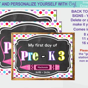 Editable First Day of Pre K 3, First Day, Pre K 3 Sign, 3 Year Old Pre ...