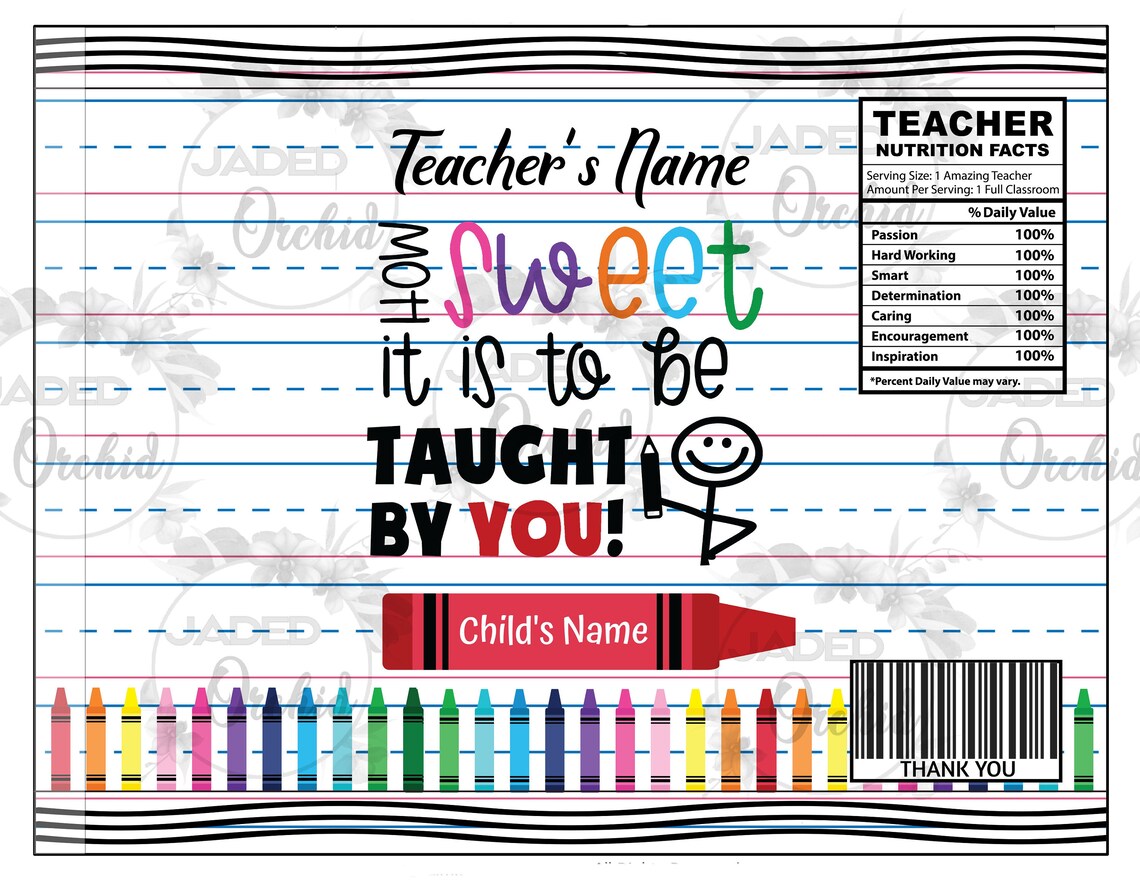 Teacher Appreciation Party Favor Printable Teacher - Etsy