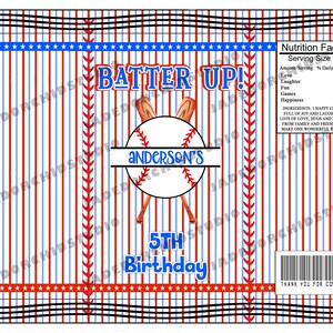 Baseball Chip Bag Label, Printable Baseball Chip Label, Editable ...