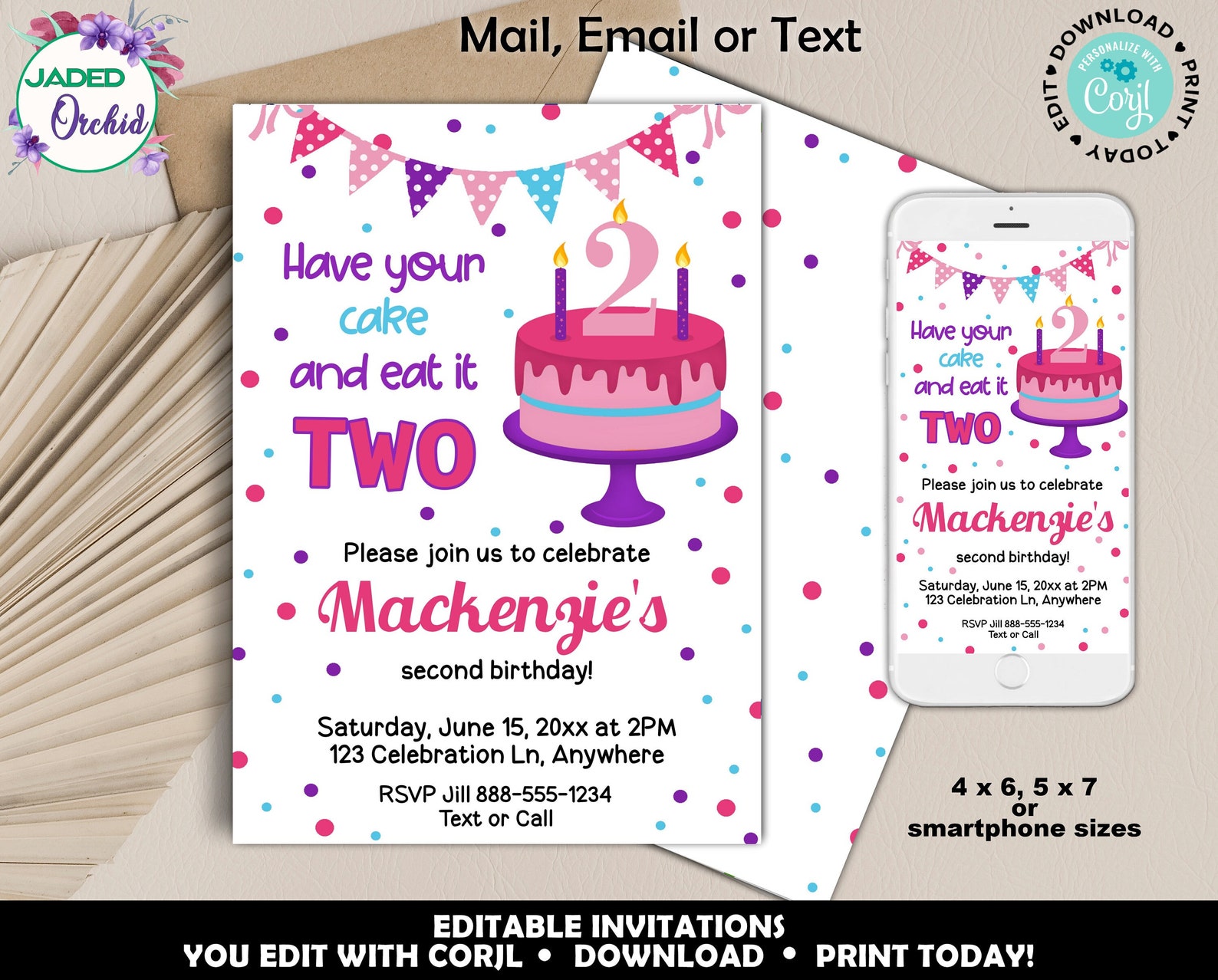 Printable Girls Second Birthday Party Invitation Have Your - Etsy
