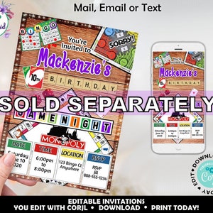 Printable Game Night Juice Label, Game Night Birthday Juice Bag Label ...