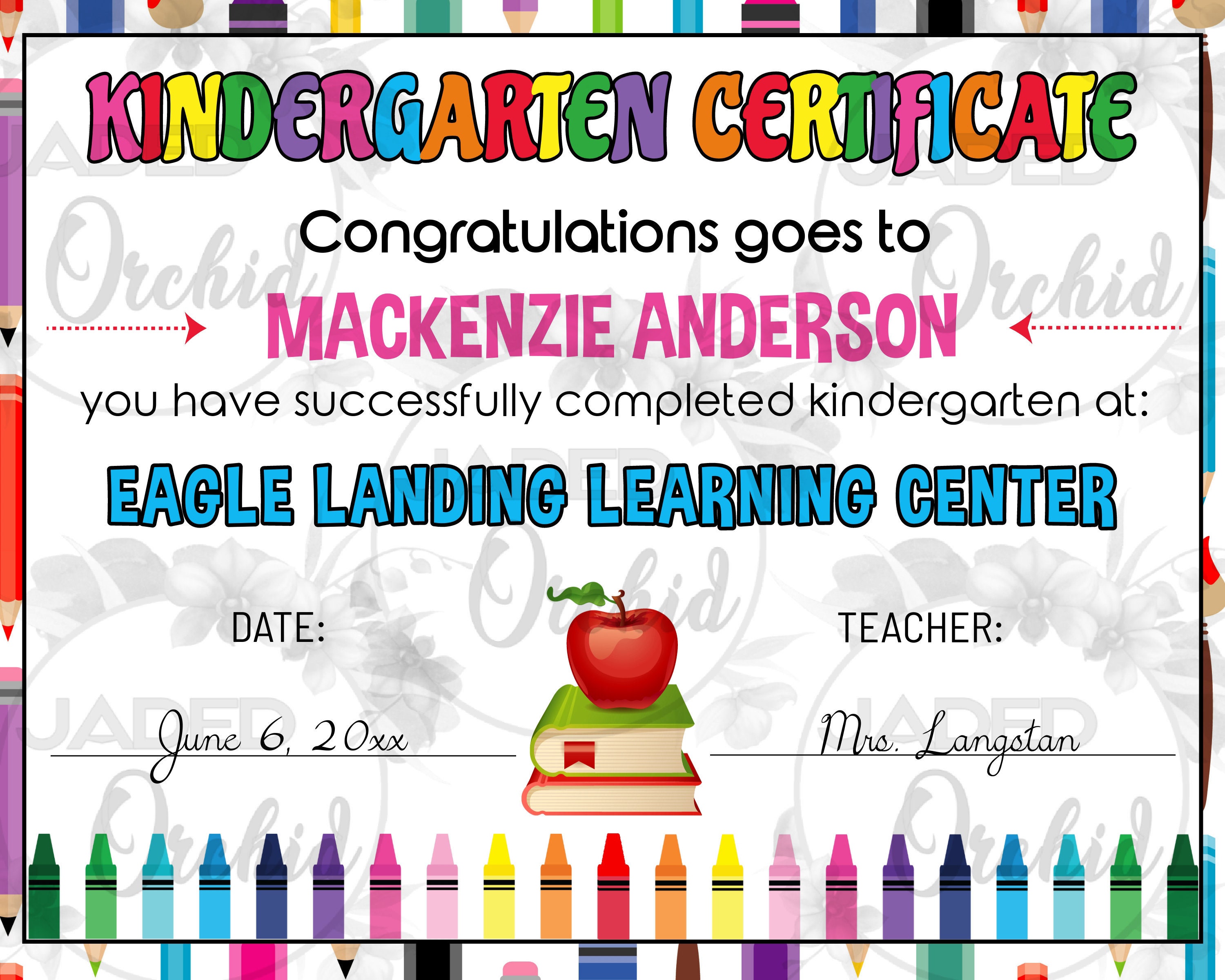 Printable Girls Kindergarten Certificate Sign Kindergarten | Etsy