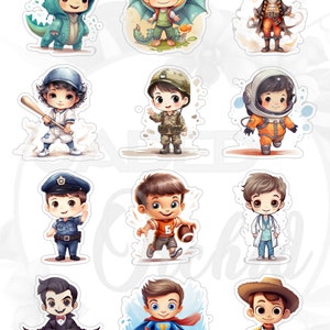 Printable Boys Character Sticker, Print and Cut Digital PNG Sticker ...