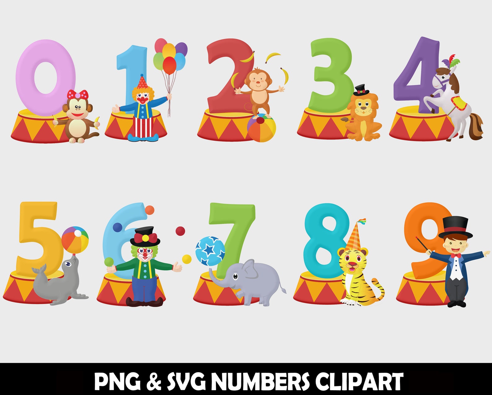 Circus Numbers Clipart Circus Clipart Carnival Clipart - Etsy