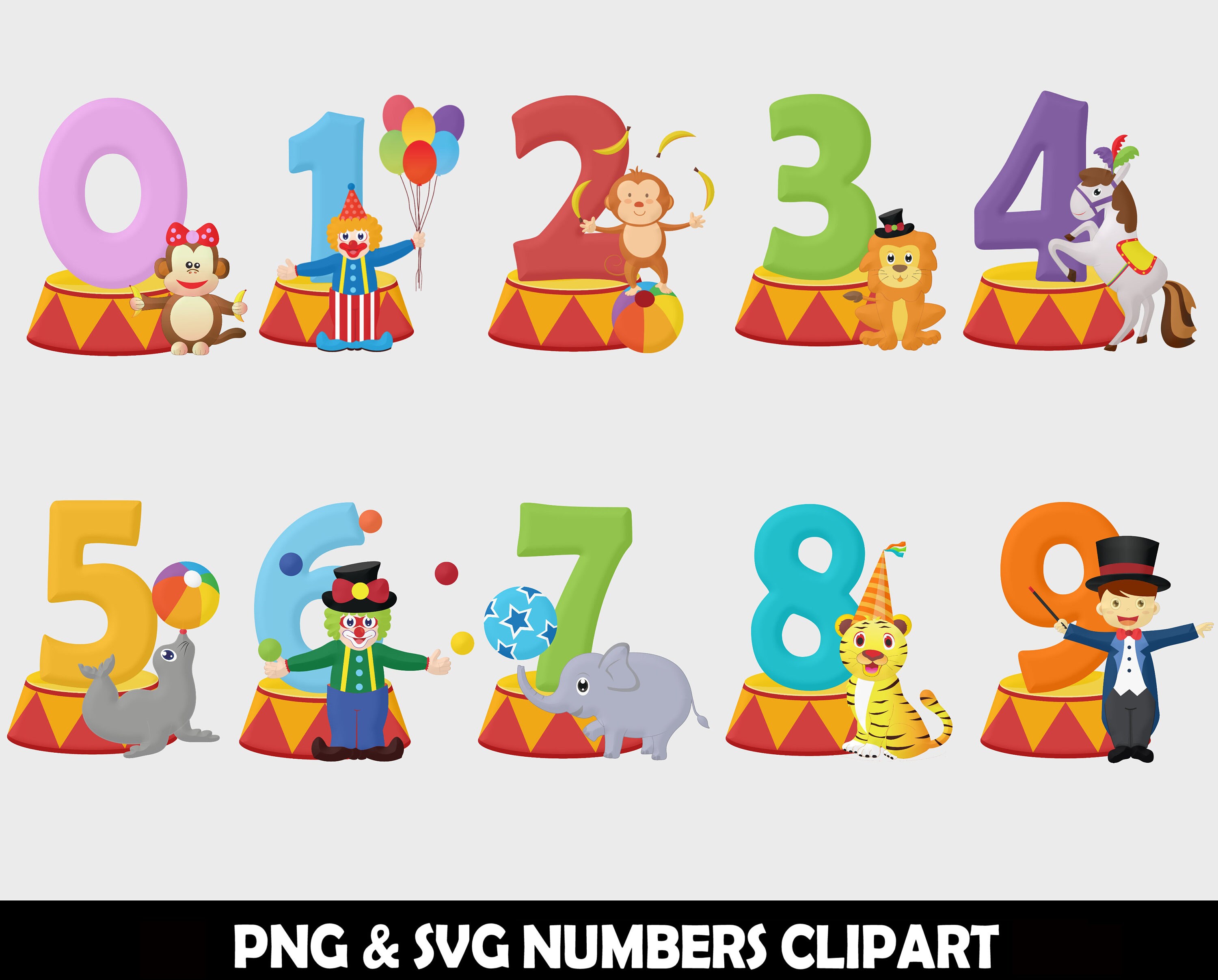 Circus Numbers Clipart Circus Clipart Carnival Clipart - Etsy