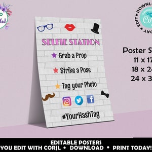 Selfie Station Poster, Selfie Sign, Selfie Station Sign, Printable ...