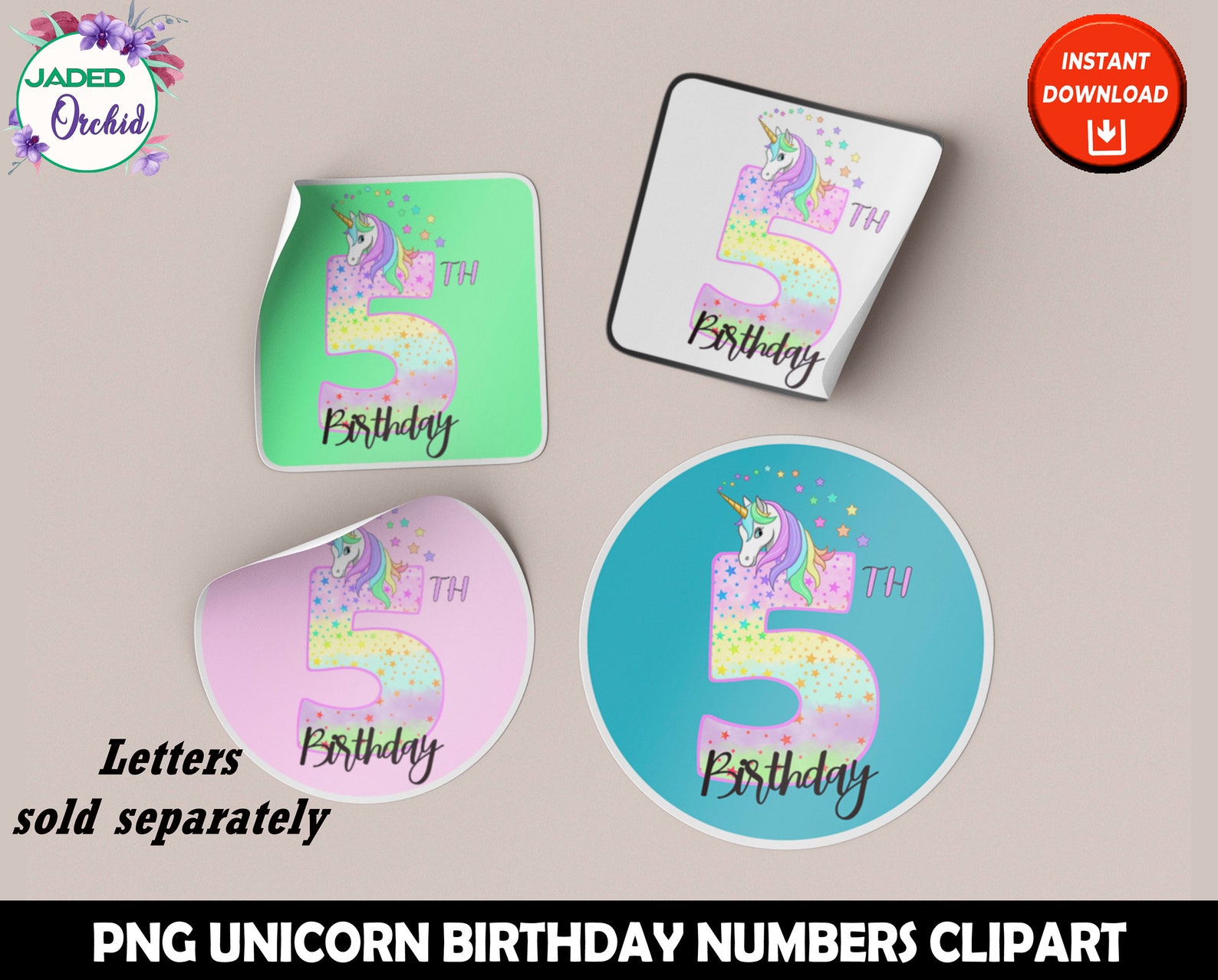 Unicorn Birthday Numbers Clipart Unicorn Inspired Birthday - Etsy