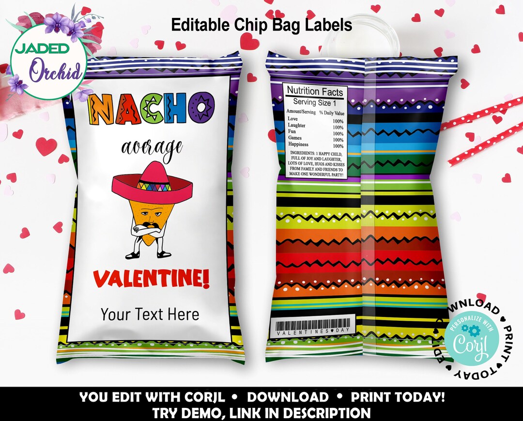 Nacho Average Valentines Day Chip Bag Valentines Chip Bag - Etsy