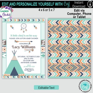 Native American Tribal Baby Shower Invitation, Tribal Shower Invitation ...