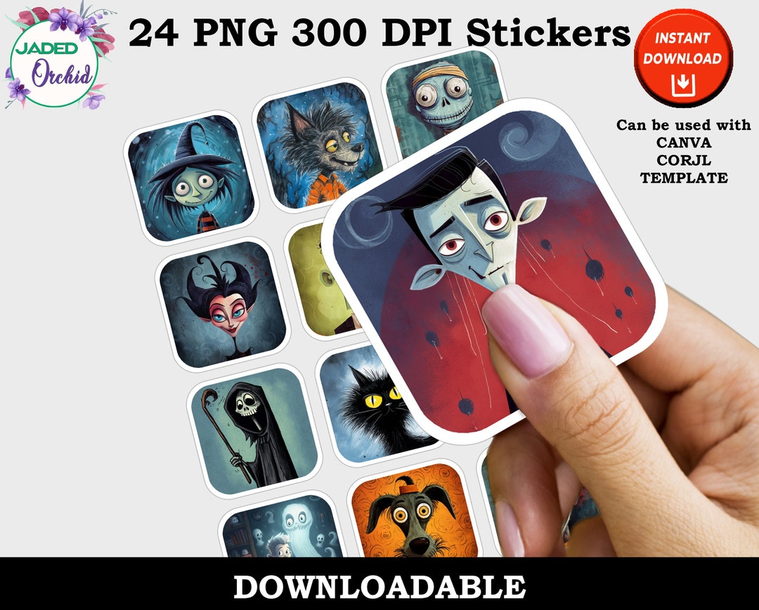 Printable Silly Halloween Character Stickers, Spooky Halloween Print ...